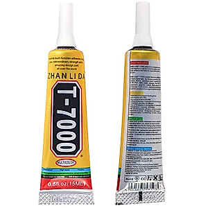 T-7000 Fabric Glue, Multi-Function Semi Fluid High Viscosity Mobile Phone Screen Repair Glues for Rhinestones Crafts, Rubber, Plastic, Jewelry Making, Wood, Leather Textile ((15ml, 2Pack))