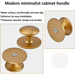 MOROBOR Adhesive Cabinet Knobs, 4pcs Self-Stick Instant Kitchen Cabinet Knobs Drawer Pulls Stainless Steel Drawer Knobs for Windows, Wardrobes, Cabinets, Drawers (Matter Gold)