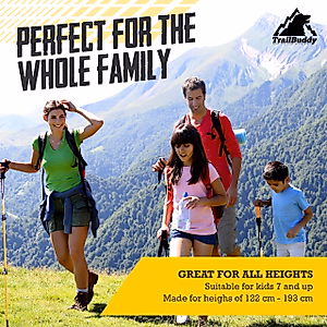 TrailBuddy Trekking Poles - Lightweight, Collapsible Hiking Poles for Backpacking Gear - Pair of 2 Walking Sticks for Hiking, 7075 Aluminum with Cork Grip