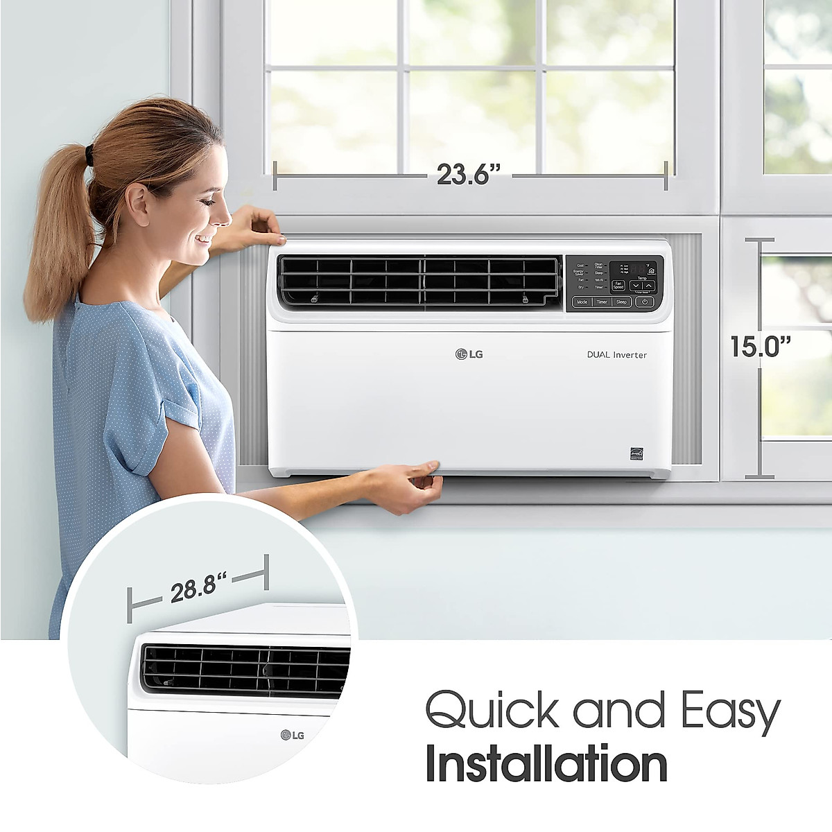 LG 14,000 BTU Dual Inverter Smart Wi-fi Enabled LW1522IVSM Window Air Conditioner, White