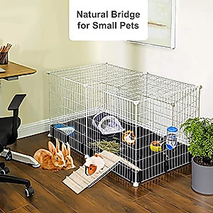 YUEPET Small Animal Wooden Cage Bridge Guinea Pig Habitat Ramp Over Nature Climbing Ladder Toy for Rabbit Hamster Bunny Ferret Squirrel Hedgehog Chinchilla Rat Gerbils Mouse