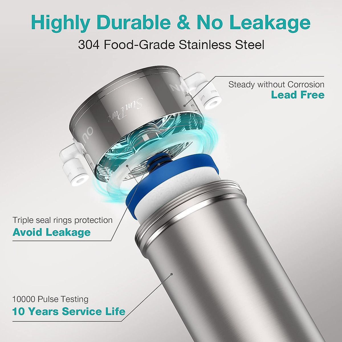 SimPure V7 Under Sink Water Filter System, Bundle, Comes with One Extra Replacement Cartridge