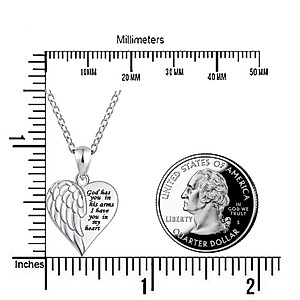 Jinlou Urn Necklace for Ashes Sterling Silver Forever in My Heart Cremation Jewelry for Women (1 Angel Wings urn)