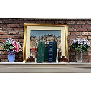 IT'S HAPPY TIME Mountain Wooden Bookends - Nonslip, Heavy Duty and Rustic Decor for Home and Office Shelves