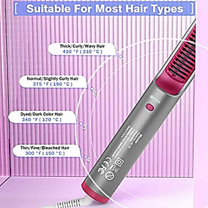Mixcolor Hair Straightener Brush, Hair Straightening Iron with 30s Fast Heating Up & 4 Temp Settings & Anti-Scald, Professional Salon at Home, Travel and Salon, Silver