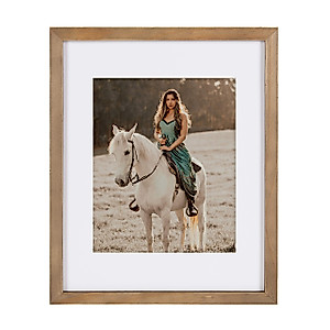 DesignOvation Gallery Wood Photo Frame Set for Customizable Wall Display, Rustic Brown 11x14 matted to 8x10, Pack of 4