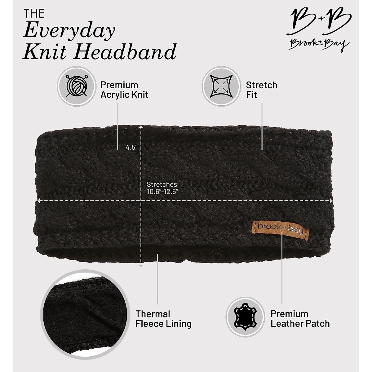 Brook + Bay Ear Warmer Headband For Women - Ear Covers For Cold Weather, Winter Headband, Fleece Headband & Knit Ear Warmer Headband