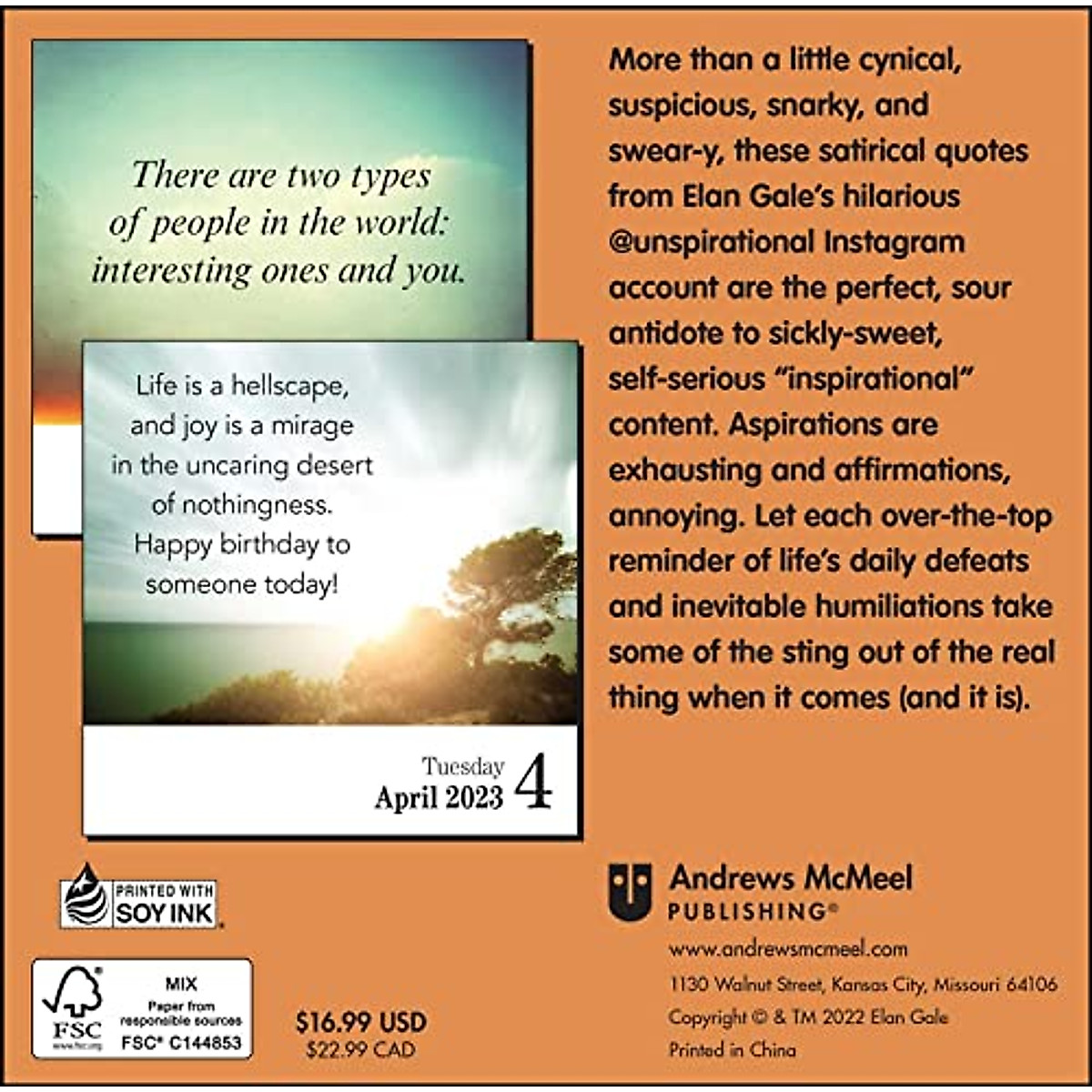 Unspirational 2023 Day-to-Day Calendar: Never. Give up.