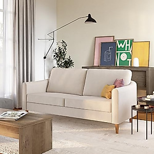 Mr. Kate Moon 73.5" Upholstered Sofa with Curved Back, Ivory Velvet