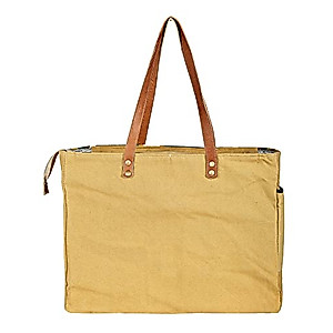 KPL Sel De Mer Upcycled Canvas and leather Hand Bag Cowhide Tote Bag shopping bag carry on leather bag