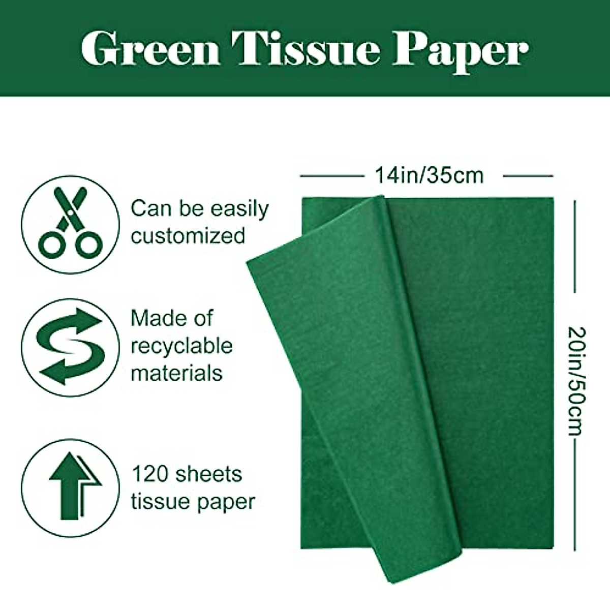 Whaline 100 Sheet Assorted Tissue Paper Folded Flat Green Gold Brown Gift Wrapping Paper Art Paper for St Patrick's Day DIY Gift Wrapping Birthday Easter Baby Shower Wedding Craft Making, 14 x 20 in