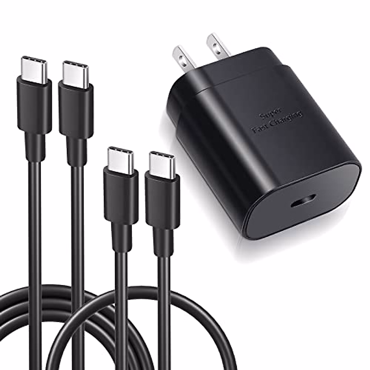 Excgood Super Fast Type C Charger Kit 25W USB C Charger with 2 Type C to C Cable (6ft+1.5ft) Compatible with Samsung Galaxy S23/S22 Ultra/S21 FE 5G/S20,Note 10+/20,A71/A53/A23,Z Flip4 Z Fold4, Tab S8+