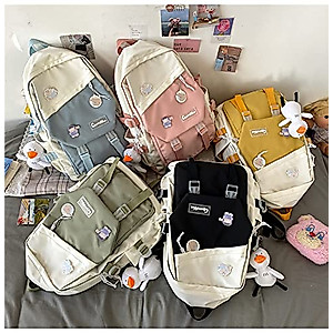 Zhousanjian Fashion Kawaii Backpack with Cute AccessoriesLarge Capacity Kawaii Girl Backpack Cute Aesthetic Backpack for School (green,one size)