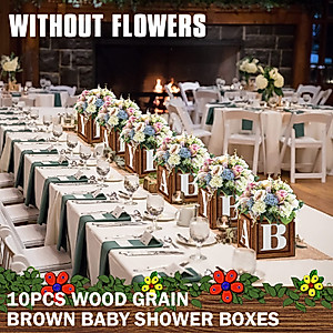 Jetec 10 Piece Baby Shower Centerpiece Boxes Baby Shower Party Decorations Table Display with Letters Gender Reveal Party Favor Block Holder(Wood Style)