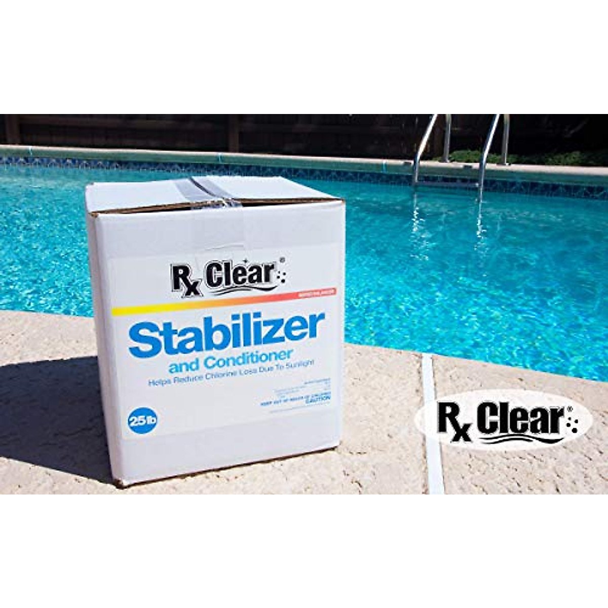 Rx Clear Swimming Pool Stabilizer and Conditioner | Water Balancer | Cyanuric Acid for Swimming Pools | Longer Lasting Sanitation | Helps Reduce Chlorine Loss Due to Sunlight | 25 Pounds