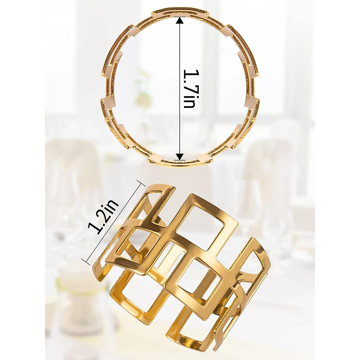 Napkin Rings- Gold Napkin Holder, Round Metal Napkin Buckle for Holiday Party Dinner Wedding Dining Table Decoration (Set of 8)