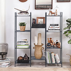 SONGMICS 5-Tier Storage Rack, Bathroom Shelf, Extendable Plant Stand with Adjustable Shelf, for Bathroom, Living Room, Balcony, Kitchen, Black UBSC35BK