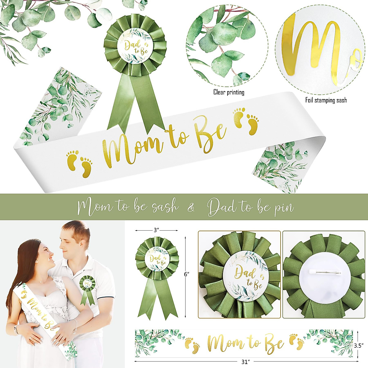Sage Green Baby Shower Decorations, Gender Neutral Baby Shower Decorations, Greenery Baby Shower Party Supplies, Oh Baby Backdrop Tablecloth Balloon Garland BABY Box Welcome Baby Banner