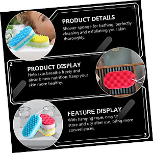 LALAFINA 6pcs Three Layer Bath Sponge Body Wash Scrubber Scalp Scrubber Cleaning Sponge Body Shower Sponges Foam Sea Sponge Handheld Bath Scrubber Bath Shower Sponge Bath Exfoliating Sponge