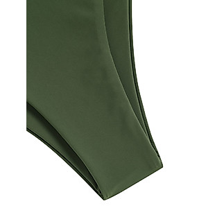 ZAFUL Women's Twist Front Bikini Sets Underwire Tie Back Bikini High Waisted Two Piece Swimsuit (1-Olive Green, M)