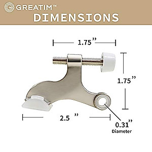 10 Pack Hinge Door Stoppers, Heavy Duty Door Stopper Hinge, Rubber Bumper Tips, Zinc Alloy, SN (Silver)