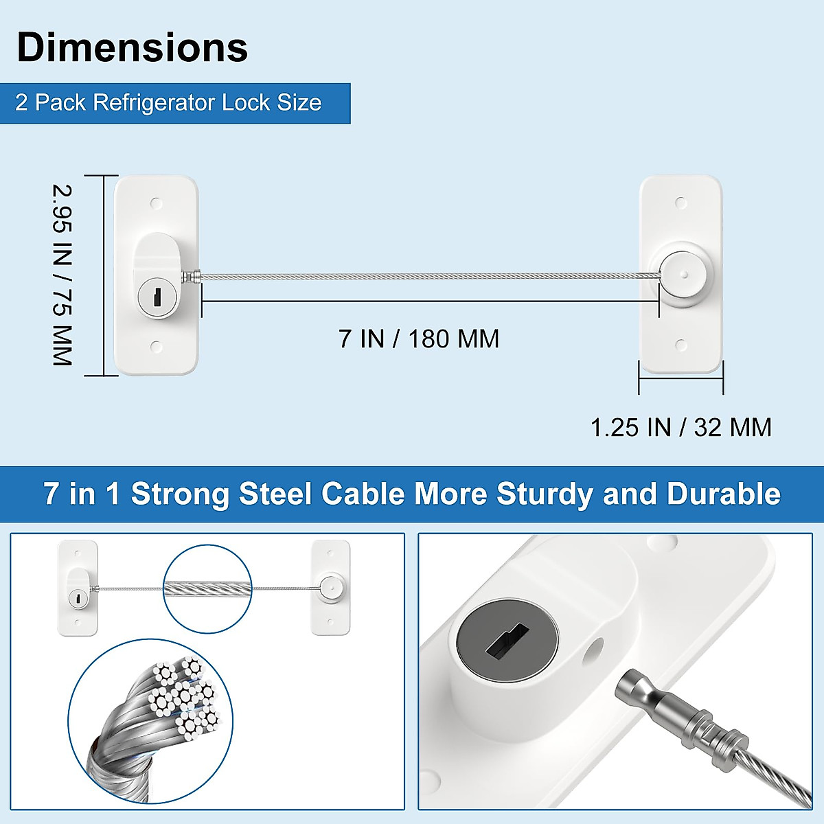 AOSITE Mini Fridge Locks for Kids No Drill Refrigerator Locks for Adults Cupboard Lock Child Safety Locks for Cabinets Drawer Locks Freezer Lock Baby Proofing (White, 2)