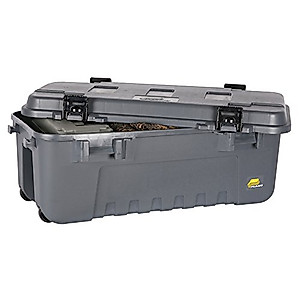 Plano Storage Trunk with Wheels, Gray, Lockable Storage Box, Airline Approved Sportsman Trunk, Hunting Gear and Ammunition Bin, Heavy-Duty Containers for Camping, 108-Quart