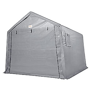 VEVOR Portable Shed Outdoor Storage Shelter, 7x12x7.36 ft Heavy Duty Instant Storage Tent Tarp Sheds with Roll-up Zipper Door and Ventilated Windows for Motorcycle, Bike, Garden Tools