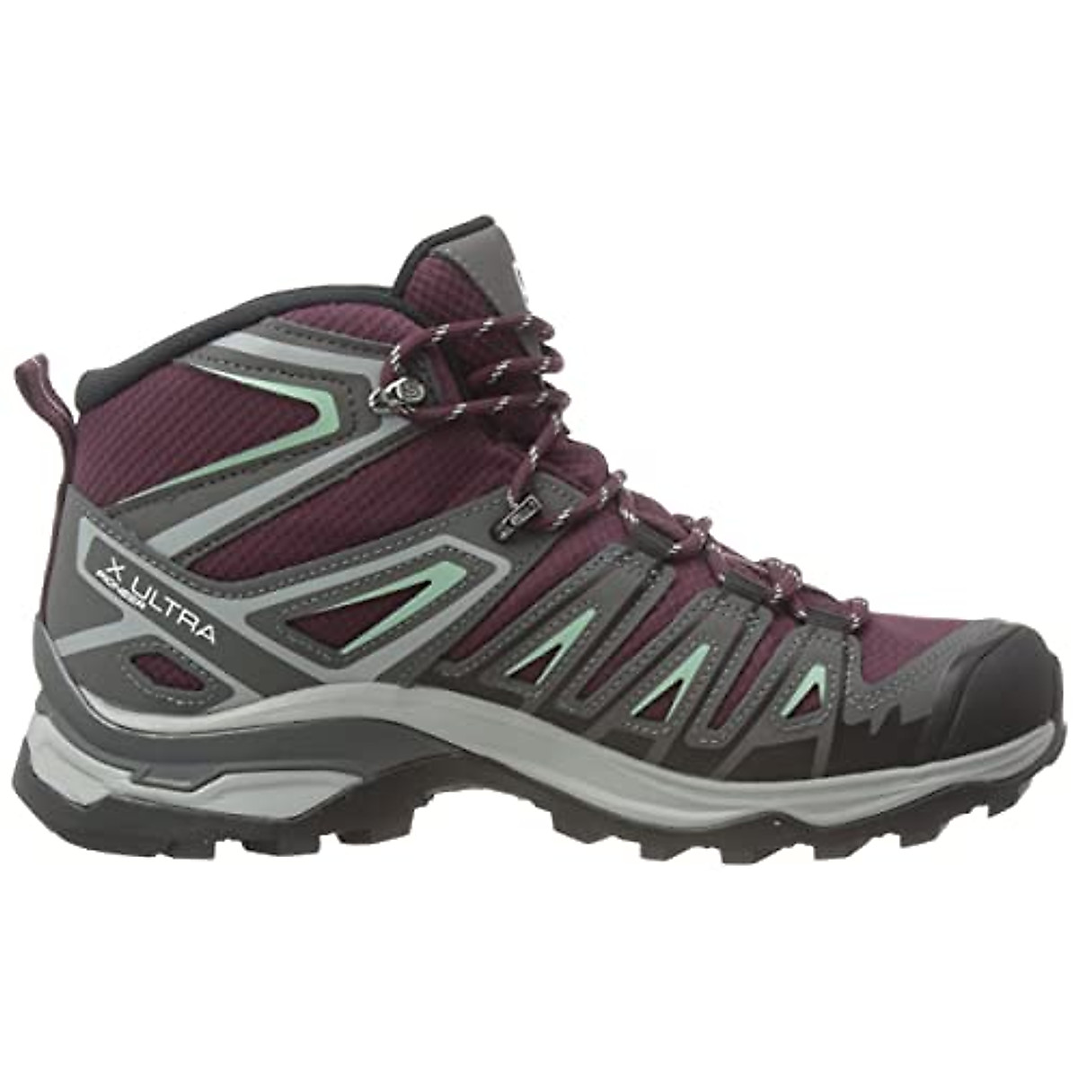 Salomon X Ultra Pioneer MID CLIMASALOMON Waterproof Hiking Boots for Women Trail Running Shoe, Wine Tasting/Magnet/Granite Green, 7.5