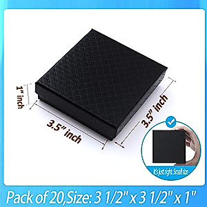 FAUVISLOVE 20-pack Cotton Filled Cardboard Paper Jewelry Box Gift Case,3.5 X3.5x1 Inch Glossy Black Jewerly Box For Necklaces And Bracelets.small Gift Boxes With Lids For Jewelry Gift Packaging.