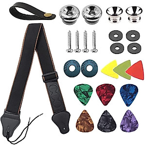 BetterJonny Guitar Strap, Adjustable Guitar Shoulder Strap Guitar Belt with Leather Ends Guitar Picks Strap Locks