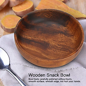 Joyzan Round Wood Bowl, Wooden Serving Dish Dipping Handmade Carved Mini Cherry Finished Plates Hardwood Dessert Platter Tray Kitchen Nuts Fruits Snacks Salads Dining Party Family Gatherings Home