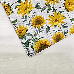 Slate Hanging Wall Sign Sunflower Leaves Summer Wall Plaque Wood Signs with Rope Retro Wood Plank DIY Hanging Door Sign for Front Porch/Entryway/Outdoor/Garden Home Decor, 8x5inch