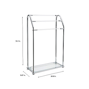 Organize It All 3 Bar Bathroom Towel Drying Rack & Holder with Shelf , Chrome, 62443W-1