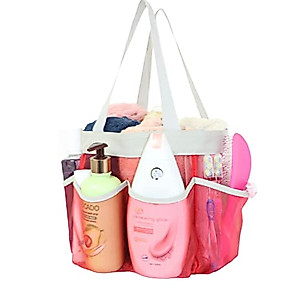Shower Caddy Portable Mesh Bag - for College Dorm Room essentials ,Camping essentials ,dorm decor ,Travel ,Gym Shower Bag , Bathroom Accessories - Quick Dry Waterproof Shower Tote Bag 9" x 8" .