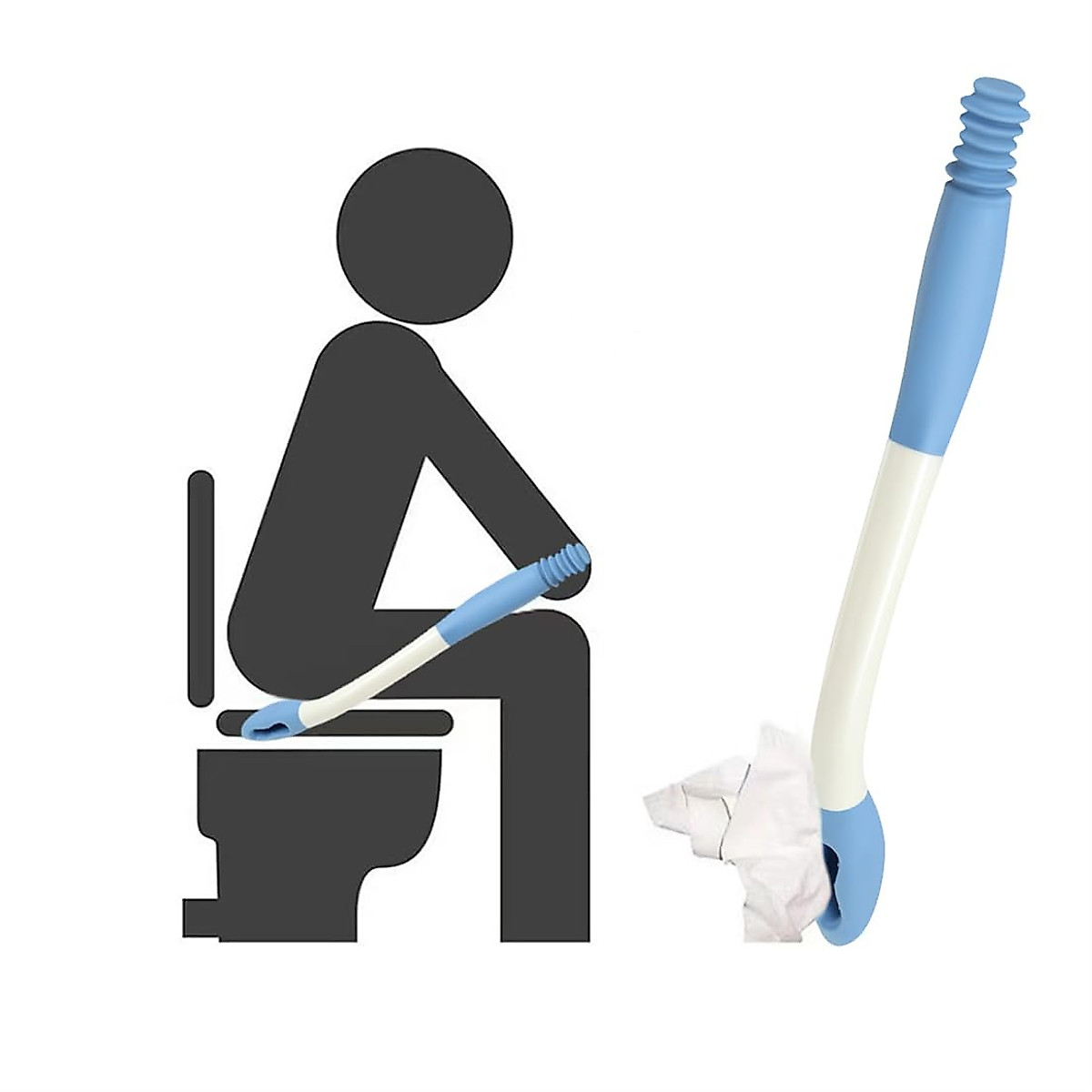 Toilet Aids for Wiping, Long Reach Butt Wiper Helper Wand 15" Toilet Aid Tools Comfort Bottom Buddy Wiping Aid for Senoir Pregnant After Surgery Overweight People