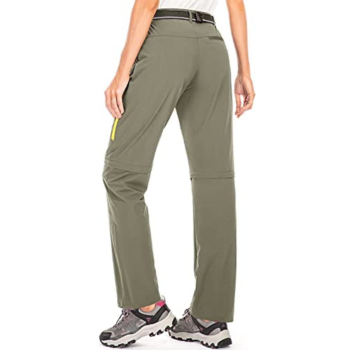 Women's Hiking Pants Zip-Off Convertible Quick Dry Lightweight Outdoor Fishing Pants with Zipper Pocketss #5818F-Light Green-8