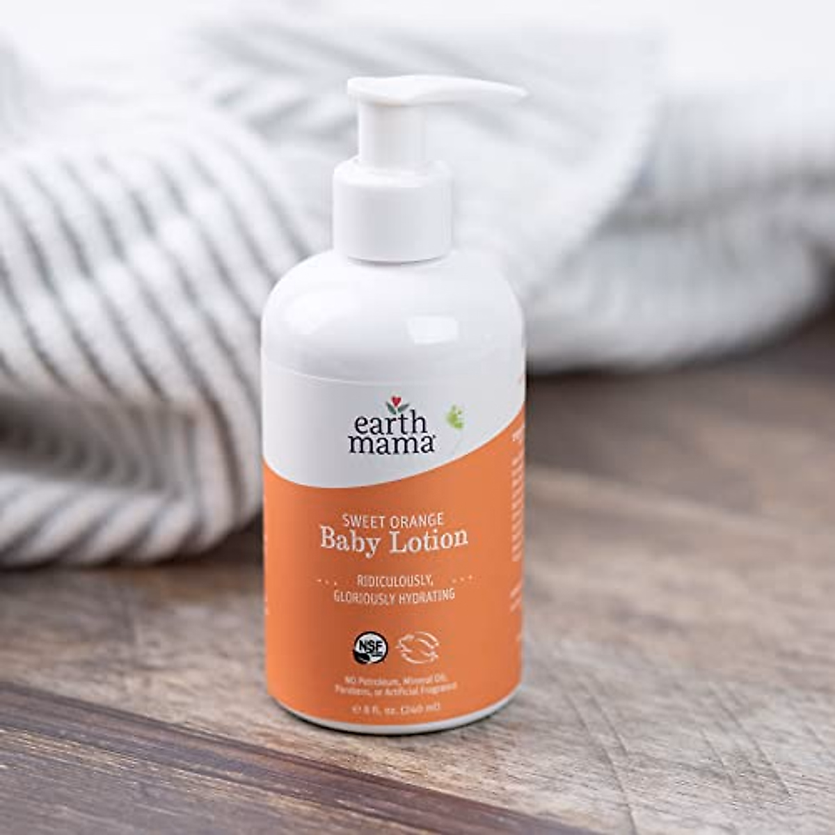 Earth Mama Sweet Orange Baby Lotion | Nourishing Organic Calendula + Rooibos for Sensitive Skin, 8 Fl Oz