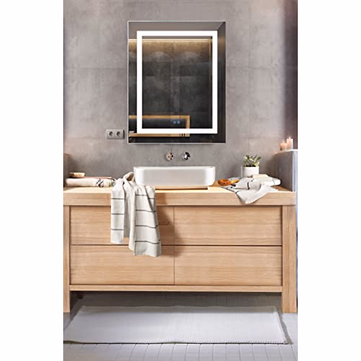 Glamms LED Medicine Cabinet 24 Inch X 30 Inch | Recessed or Surface Mount Mirror Cabinet w/Dimmer & Defogger