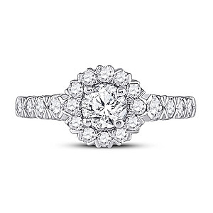 The Diamond Deal 14kt White Gold Round Diamond Solitaire Bridal Wedding Engagement Ring 1 Cttw