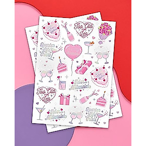 xo, Fetti Elder Millennial Birthday Temporary Tattoos - 44 iridescent styles | Birthday Party Decorations, Fun Birthday Girl Party Favors, HBD, Older Wiser Hotter, 20s, 30s