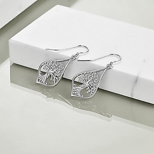 WINNICACA Tree of Life Earrings for Women Sterling Silver Tree of Life Dangle Drop Earrigns Tree Jewelry Gifts for Women Mom Birthday