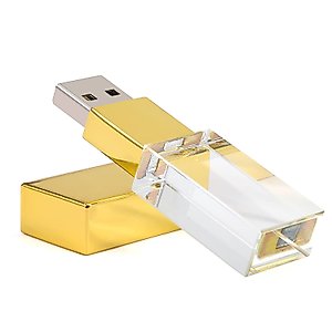 Laak 32GB New Crystal Transparent Rectangle Genuine USB Flash Drive 3.0 Wedding Gift Pendrive (Gold)