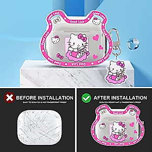 Cute Cat Case for AirPod 3rd Generation Cover with Loverly Cartoon Anime Funny Kawaii Pink Cat Keychain for Women Girls Kids,Clear Shockproof Protective Soft Silicone Cover for AirPod 3rd Generation
