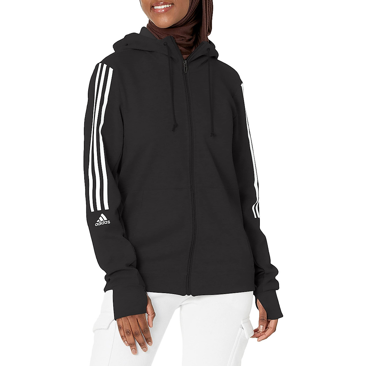adidas Women's Designed 2 Move Full-Zip Hoodie, Black, Small