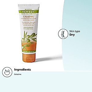 Medline Remedy Olivamine Calazime Skin Protectant Paste Cream, Used with Dry Chapped from Diaper Rash, Incontinence, Dermatitis, Psoriasis, Burns, Bites, White, 4 Oz