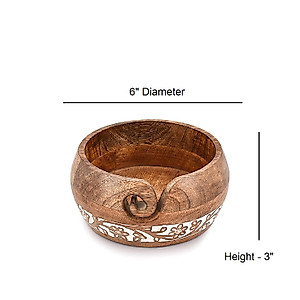 BHAVATU Yarn Storage Mango Wood Yarn Bowl for Crocheting | Crochet/Knitting Yarn Bowls Best Gift from Craft Supplies (6" x 6"x 3")