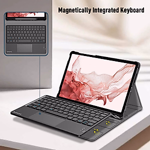 Fintie Keyboard Case for Samsung Galaxy Tab S8/Tab S7 11 inch (Model SM-X700/X706/T870/T875/T878), Slim Stand Cover with Built-in Trackpad S Pen Holder Detachable Wireless Bluetooth Keyboard, Black