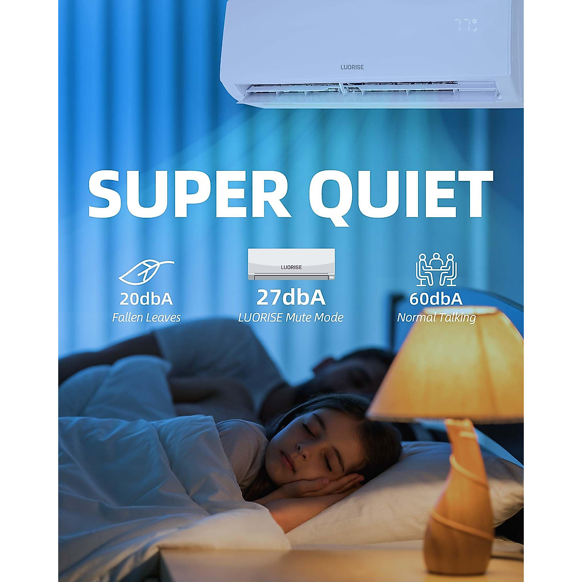 LUORISE 12000 BTU WiFi Mini Split AC/Heating System, Ductless Air Conditioner, 19 SEER2 Energy Efficient Inverter AC, Cools Up to 550 Sq.Ft, Pre-Charged Heat Pump & 16.4ft Installation Kits, 115V