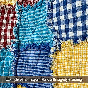 Cottage Blue 5 Mini Buffalo Plaid Cotton Homespun Fabric by JCS - Sold by The Yard